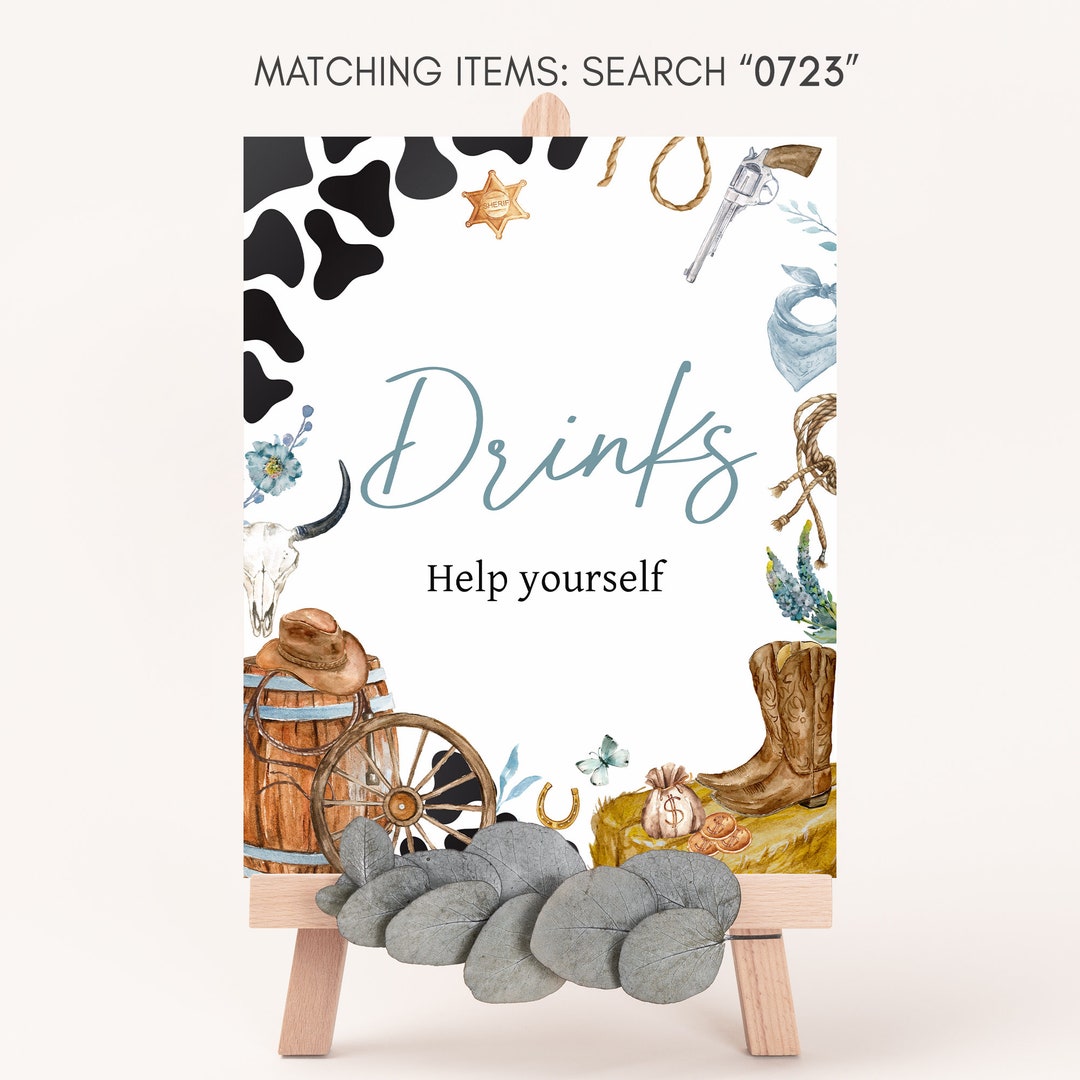 Cowboy Baby Shower Drink Sign, Rodeo Baby Shower Drinks Table Sign, A ...