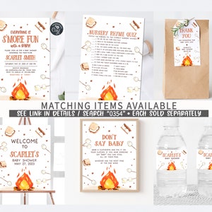 Editable S'more Baby Shower Bottle Label, Fall Bonfire Baby Shower ...
