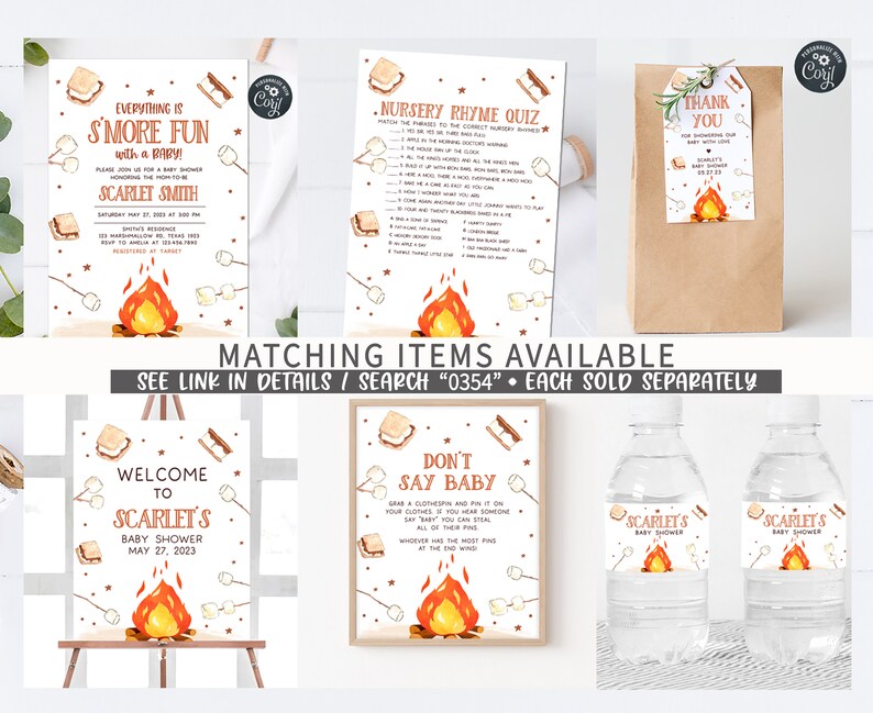 Editable S'more Baby Shower Bottle Label, Fall Bonfire Baby Shower ...