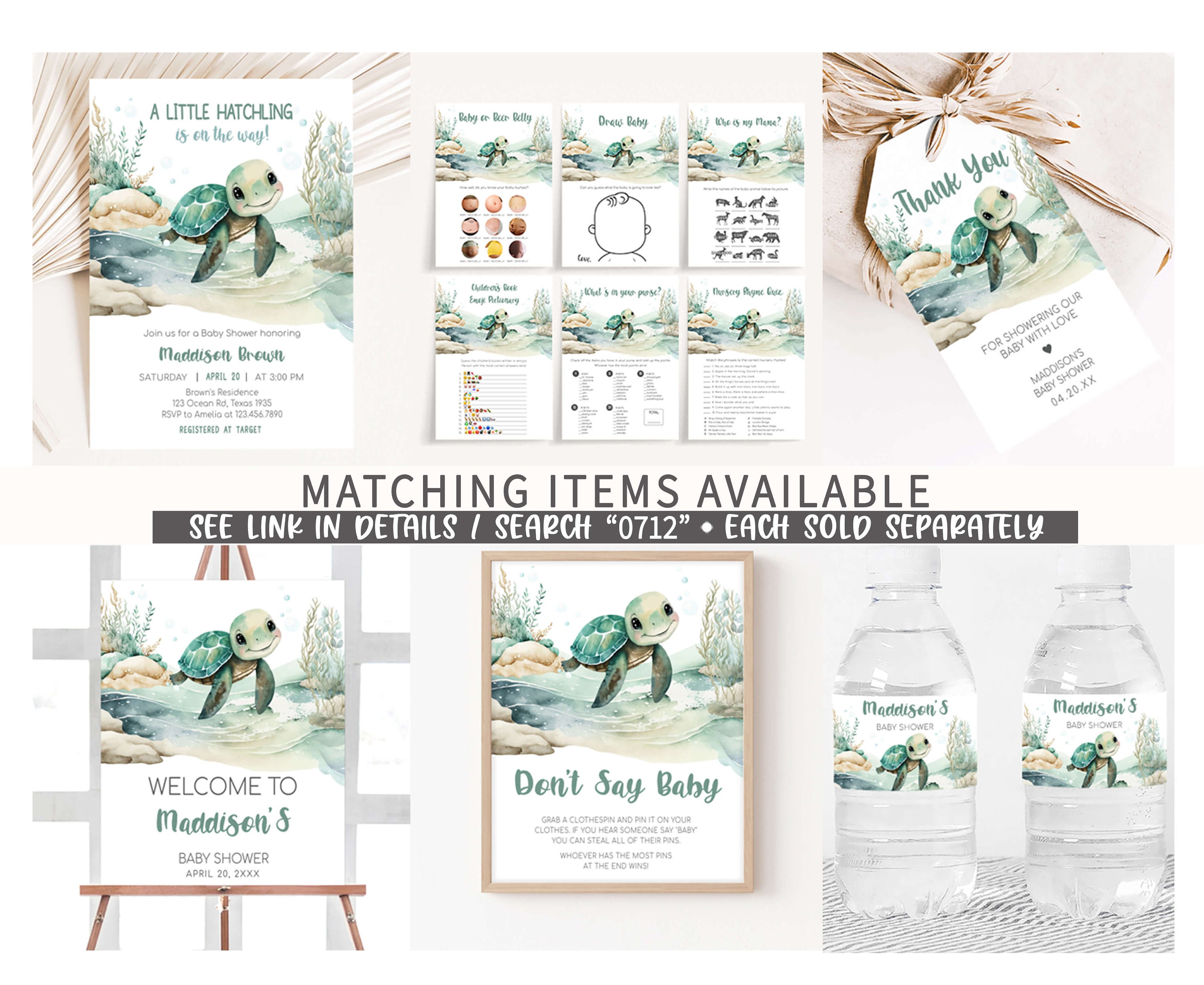 Editable Sea Turtle Baby Shower Favor Tag, Under the Sea Baby Shower ...