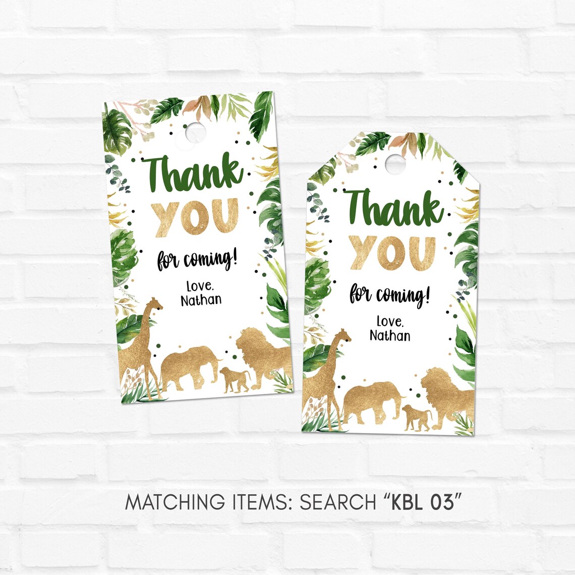 Editable Safari Birthday Favor Tags Jungle Birthday Thank You | Etsy