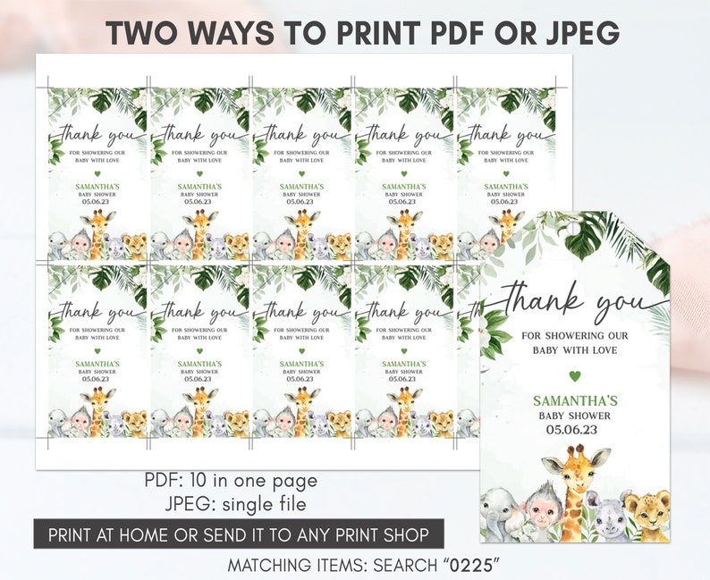 Editable Safari Baby Shower Favor Tags Jungle Baby Shower Gift - Etsy