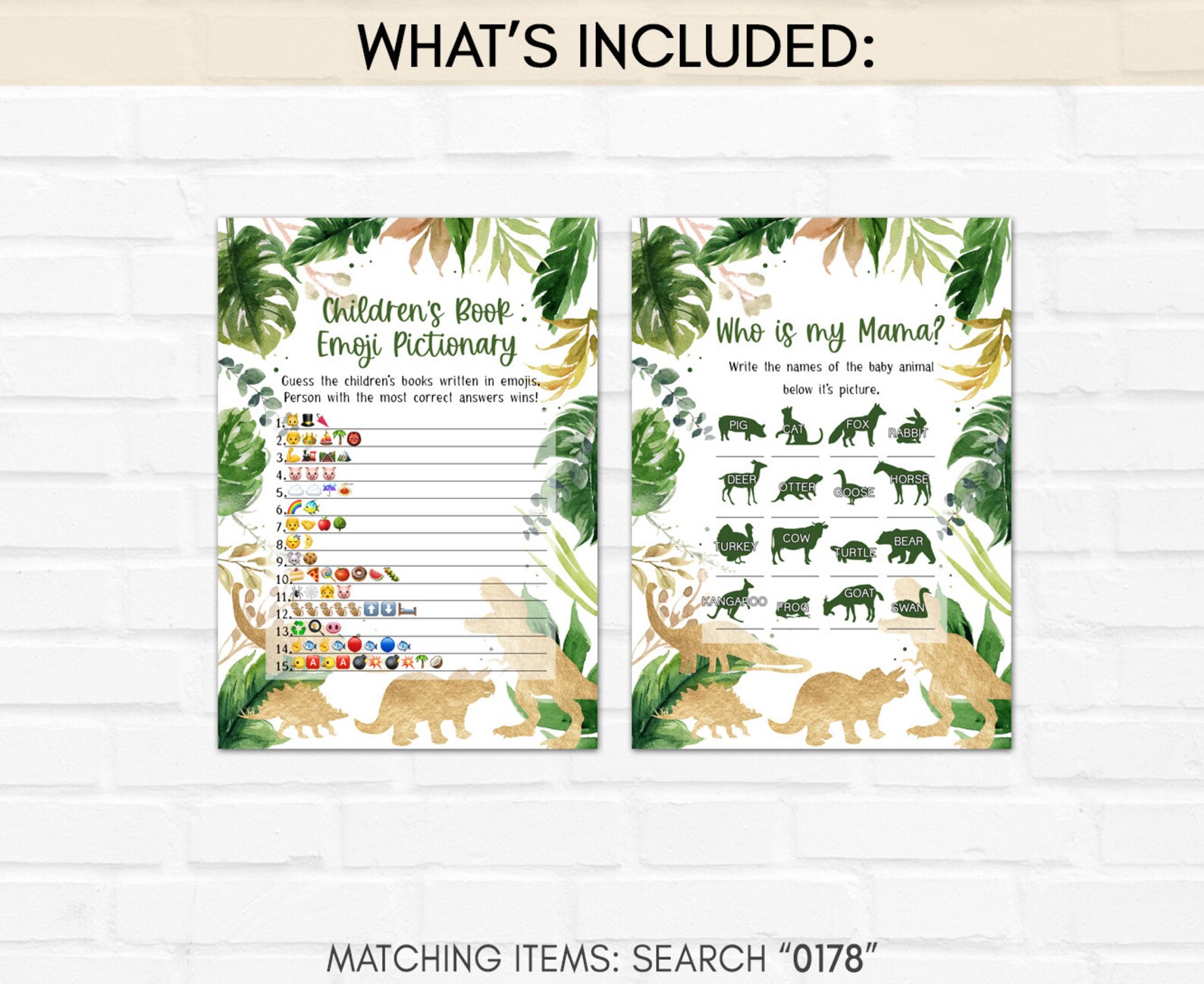 Dinosaur Baby Shower Games Bundle Gold Dino Baby Shower Game - Etsy