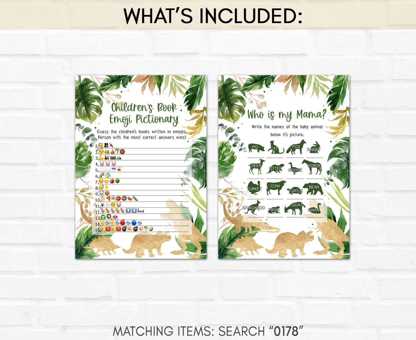 Dinosaur Baby Shower Games Bundle Gold Dino Baby Shower Game - Etsy