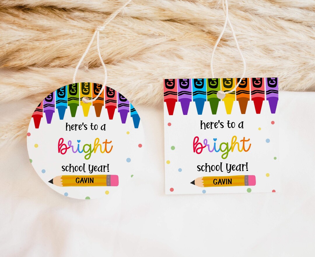 Editable Back to School Gift Tag, Bright School Year Gift Tag, First ...