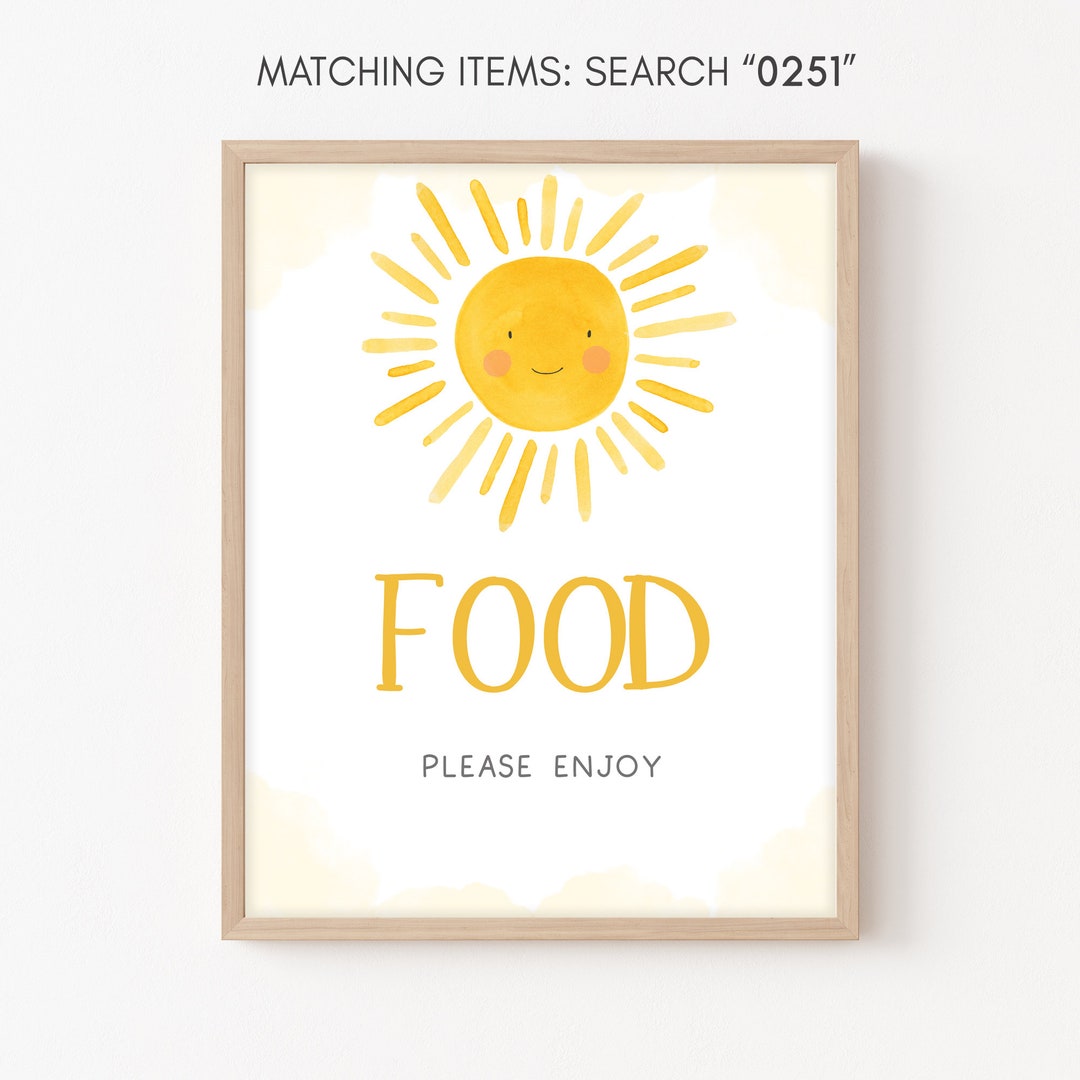 Sunshine Baby Shower Food Sign, Boho Sun Baby Shower Food Table Sign, A ...