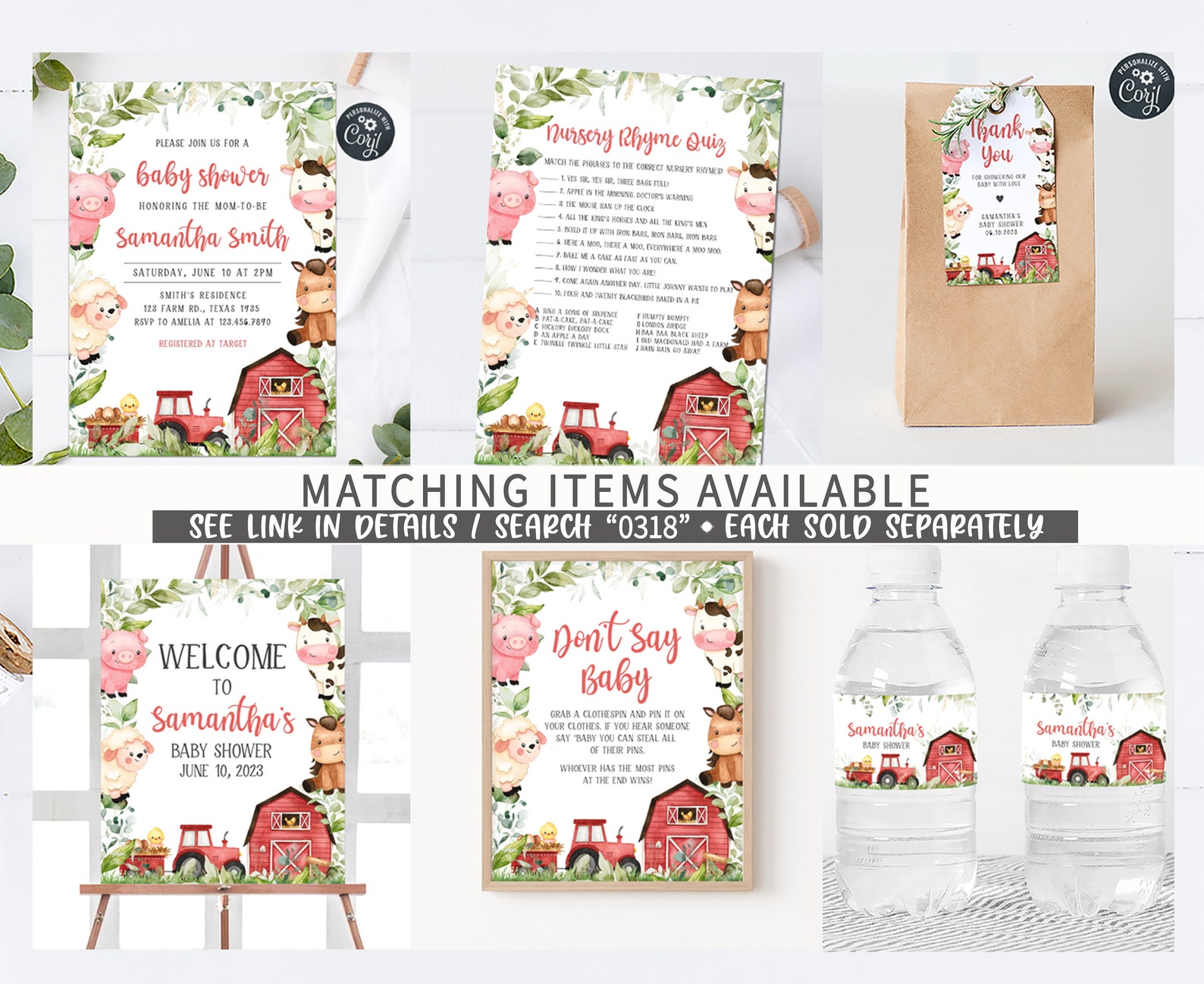 Editable Farm Baby Shower Invitation Red Barnyard Baby Shower Invite ...