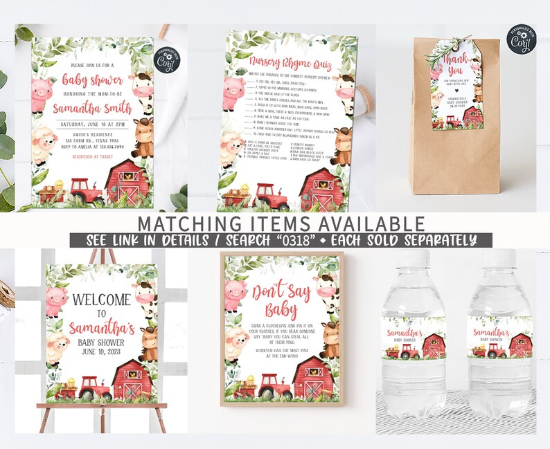 Editable Farm Baby Shower Welcome Sign, Red Barnyard Baby Shower ...