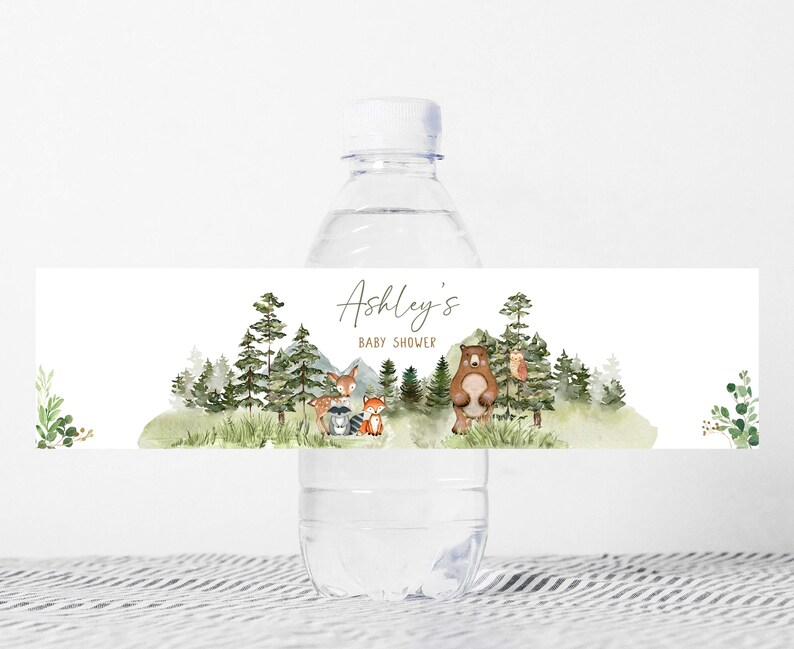 Editable Woodland Baby Shower Bottle Label, Gender Neutral Woodland ...
