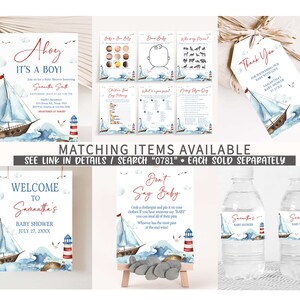 Editable Nautical Baby Shower Due Date Calendar, Ahoy It's A Boy Baby ...