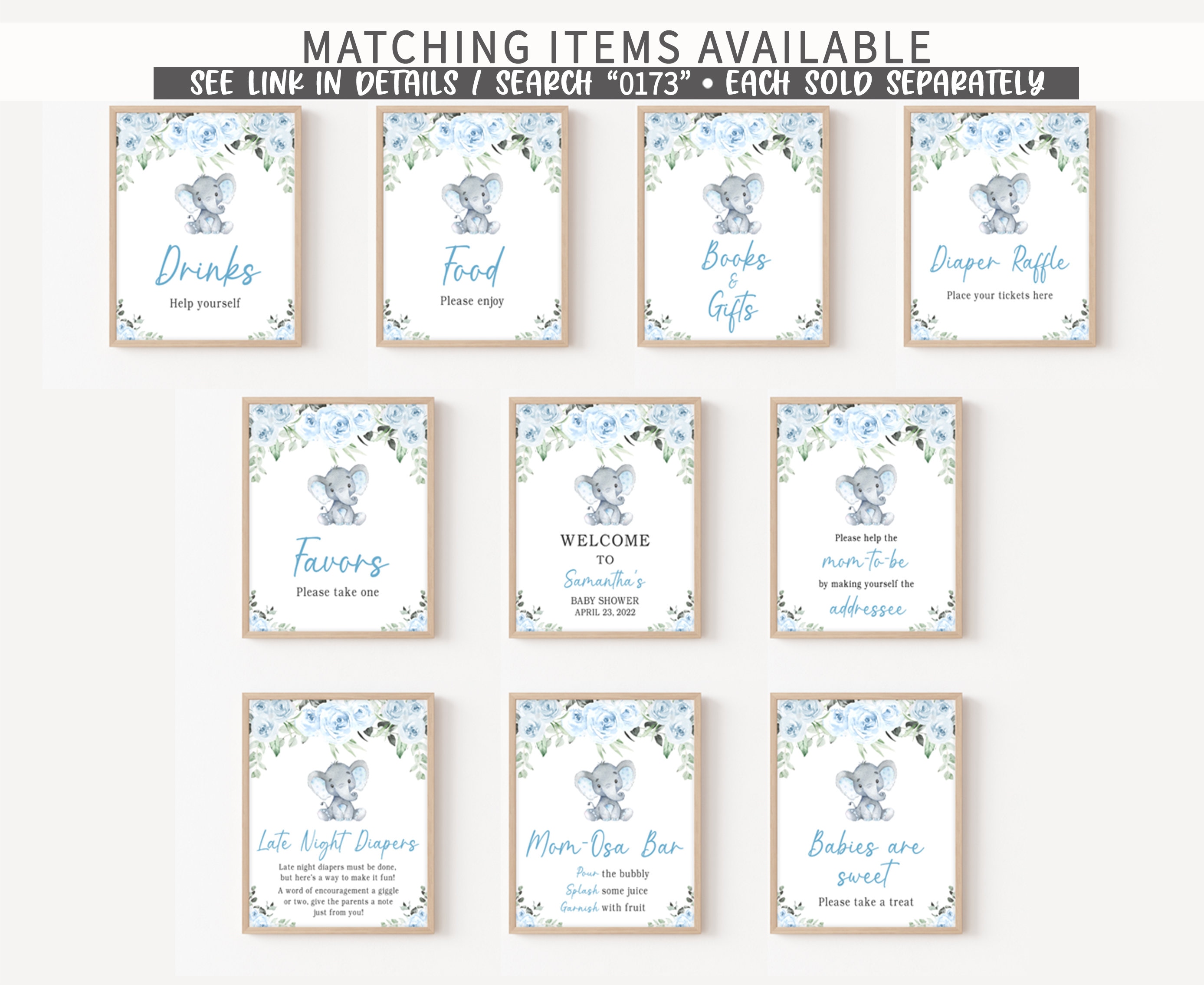 Elephant Baby Shower Game Bundle Blue Elephant Boy Baby | Etsy