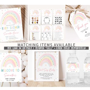 Editable Rainbow Baby Shower Favor Tag, Boho Rainbow Baby Shower Gift ...