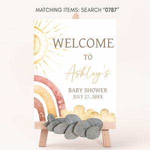Editable Girl Here Comes the Son Baby Shower Welcome Sign, Boho ...