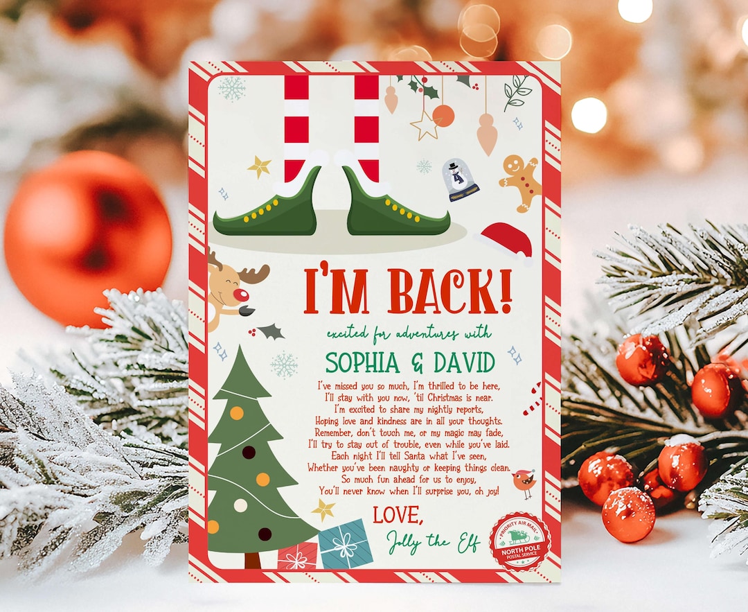 Editable Elf Letter Elf Return Letter Elf I'm Back Elf Christmas Elf ...