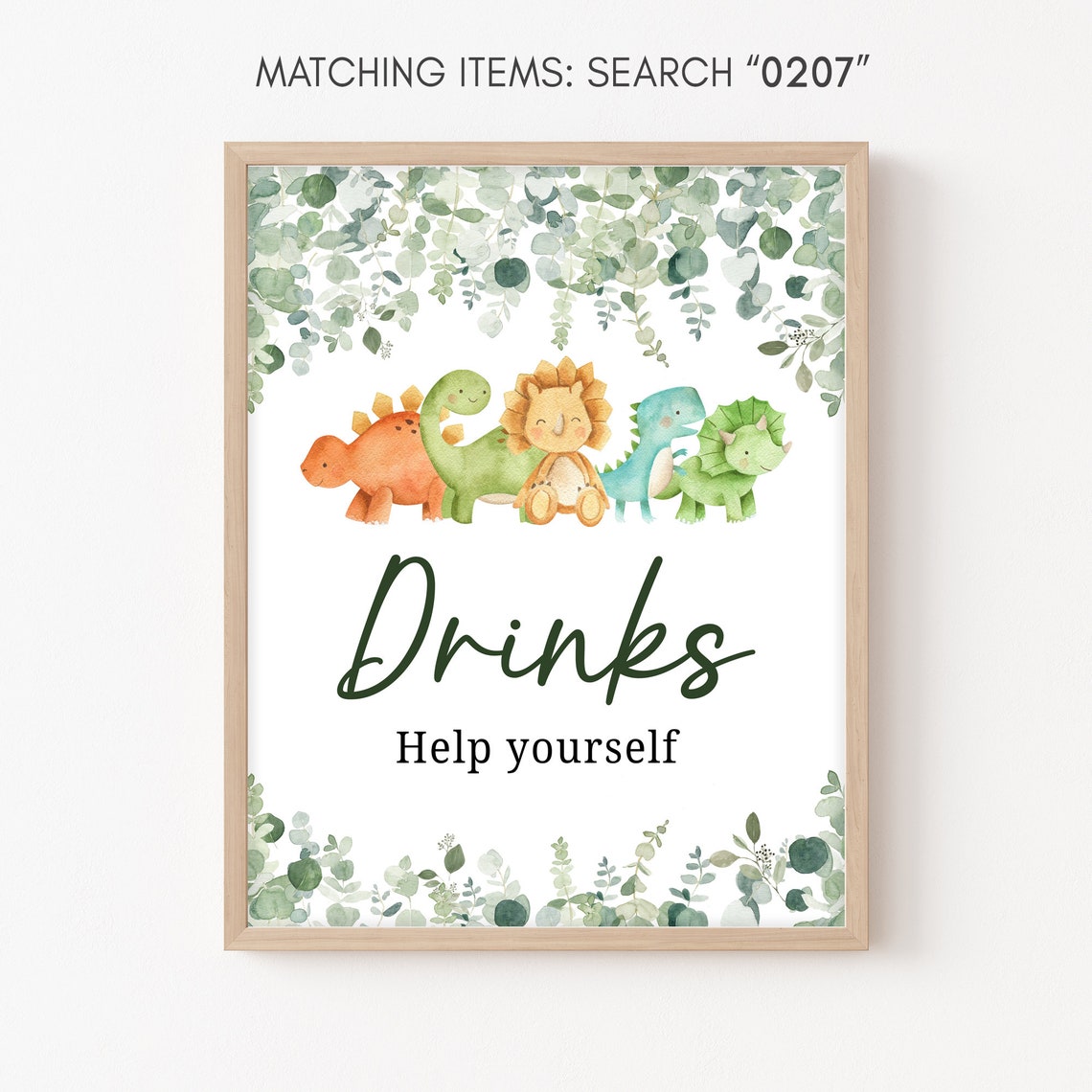 Dinosaur Baby Shower Drinks Sign, Dino Baby Shower Drinks Table Sign ...