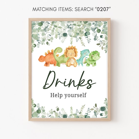 Dinosaur Baby Shower Drinks Sign Dino Baby Shower Drinks - Etsy