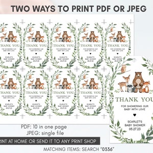 Editable Woodland Baby Shower Favor Tags Woodland Animals Baby Shower ...