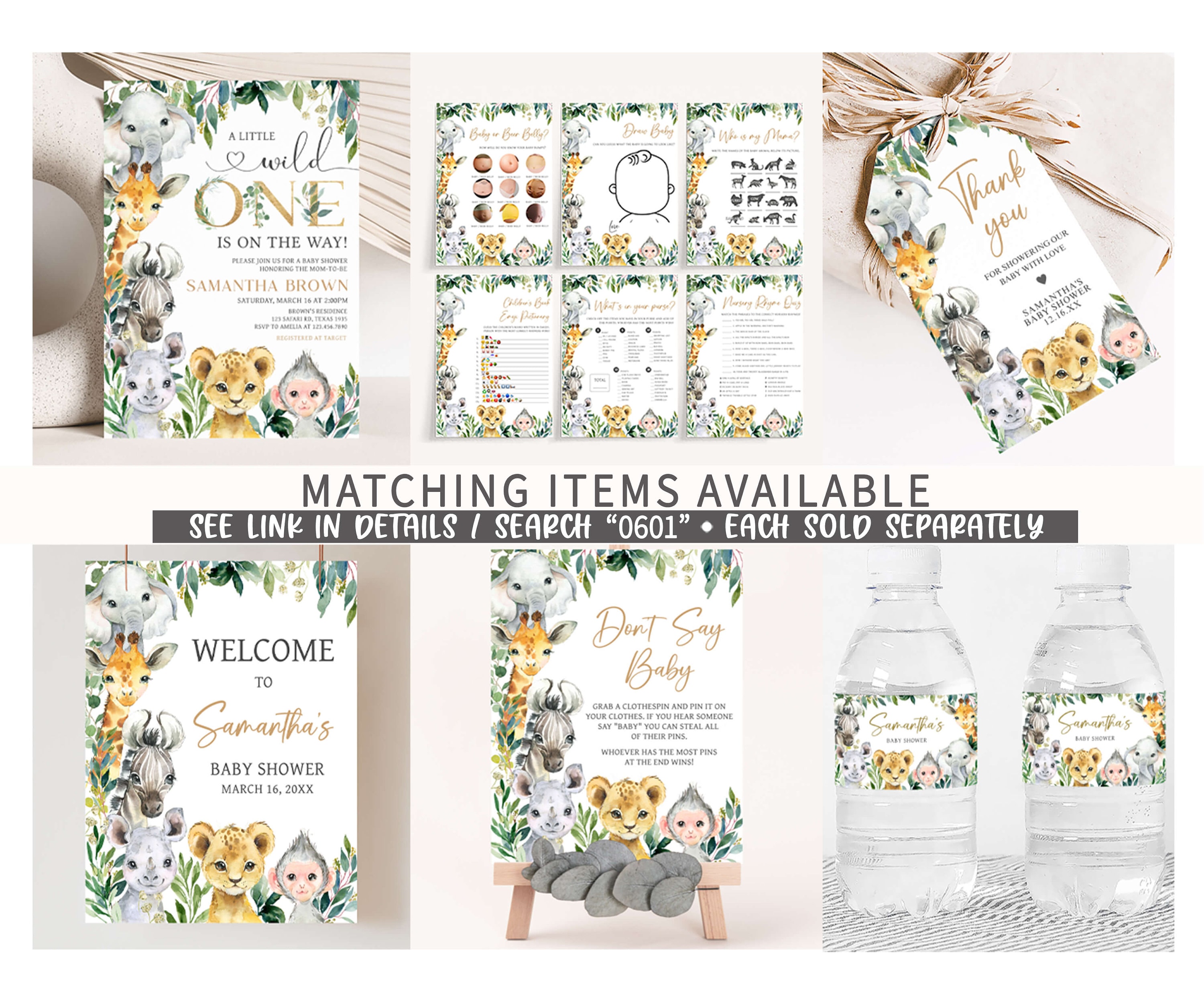 Editable A Little Wild One Baby Shower Welcome Sign, Jungle Safari Baby ...