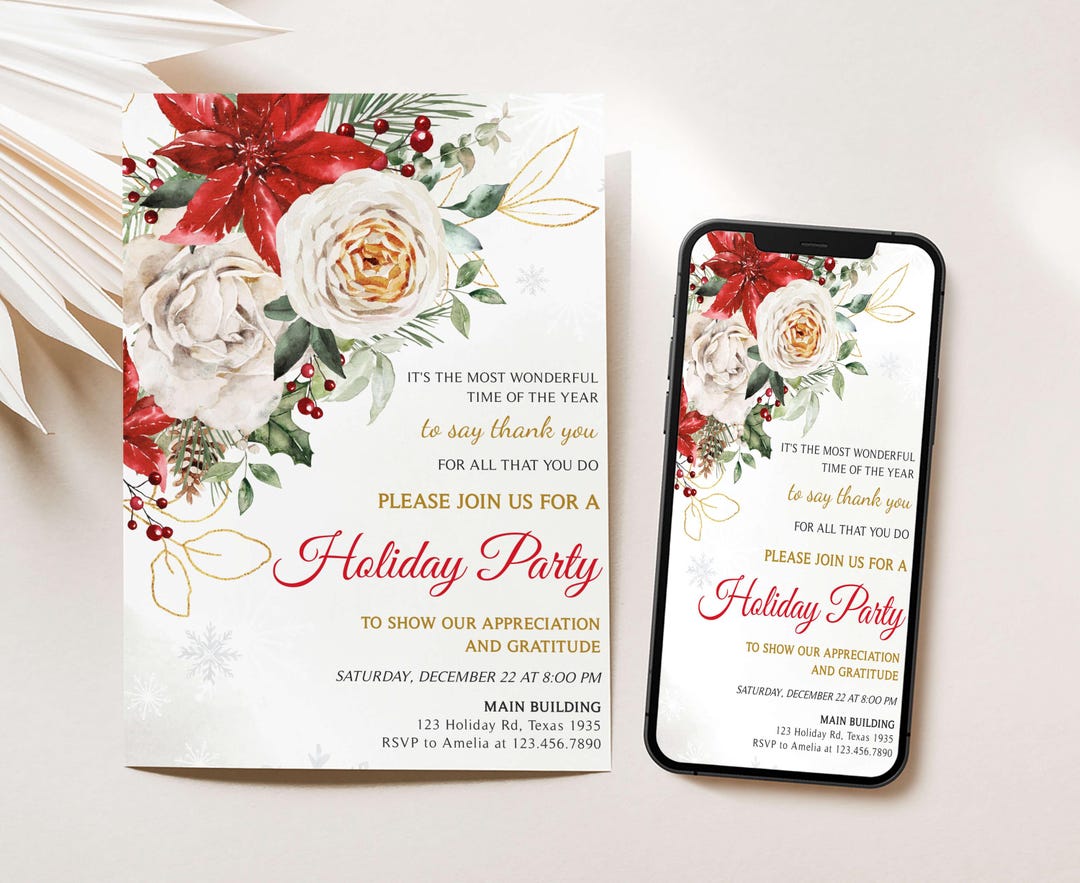 Editable Company Holiday Party Invitation, Company Party Holiday ...