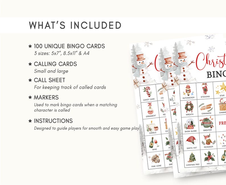 100 Christmas Bingo Cards, Christmas Bingo Game, Fun Christmas Games ...