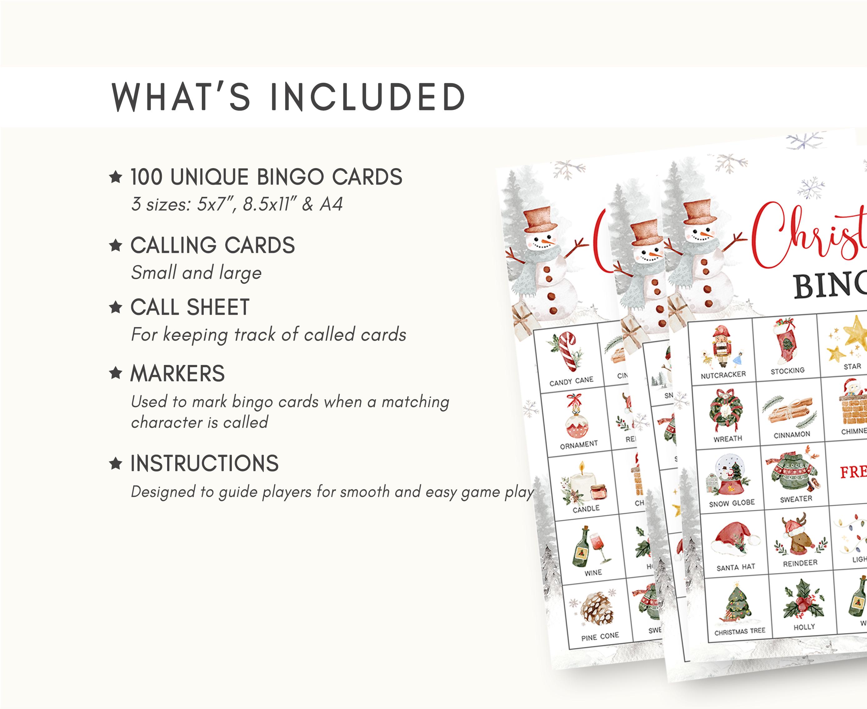 100 Christmas Bingo Cards, Christmas Bingo Game, Fun Christmas Games ...