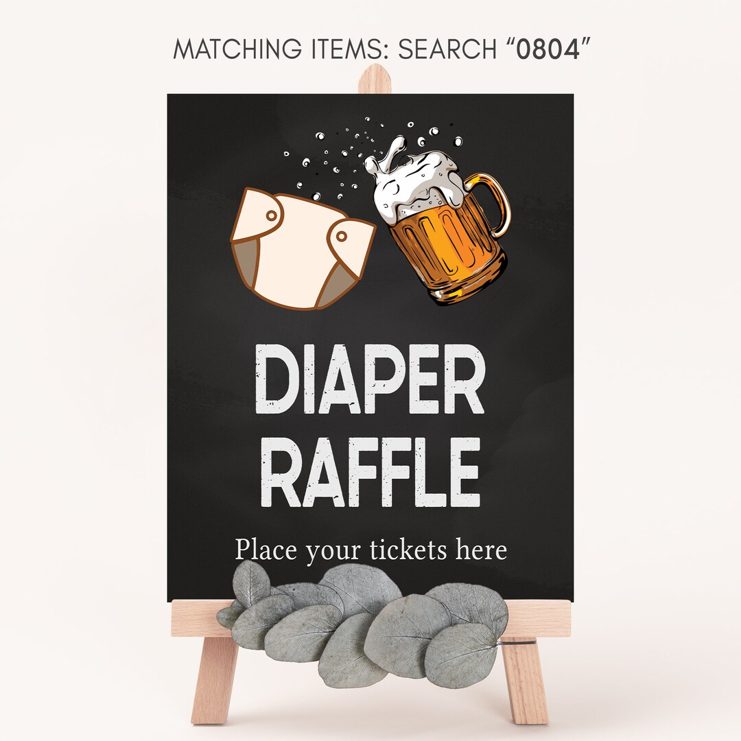Diaper Raffle Sign Dad Baby Shower, Beer and Diaper Party Baby Shower ...