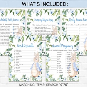Peter Rabbit Baby Shower Games Printable, Blue Peter Rabbit Baby Shower ...