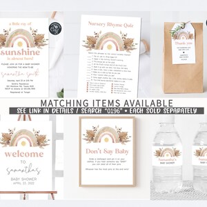 Rainbow Baby Shower Welcome Sign Boho Baby Shower Sign A Little Ray of ...