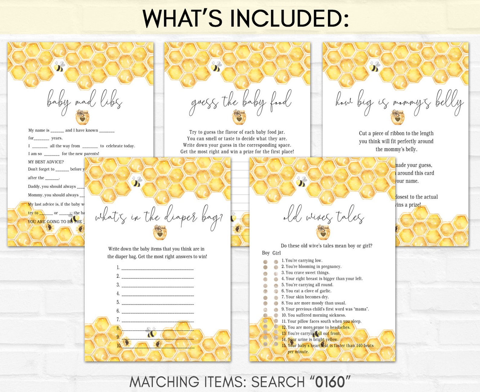 Honey Bee Baby Shower Games Bumble Bee Shower Game Bundle - Etsy