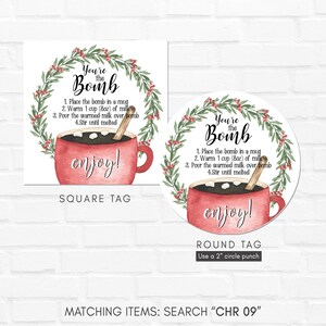 Editable Hot Chocolate Bomb Tags Cookies and Cocoa Favor Tags Bomb ...