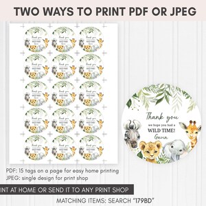 Editable Safari Birthday Favor Tags, Wild One Birthday Gift Tags ...