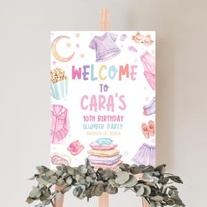 Editable Slumber Party Birthday Welcome Sign, Sleepover Birthday Sign ...