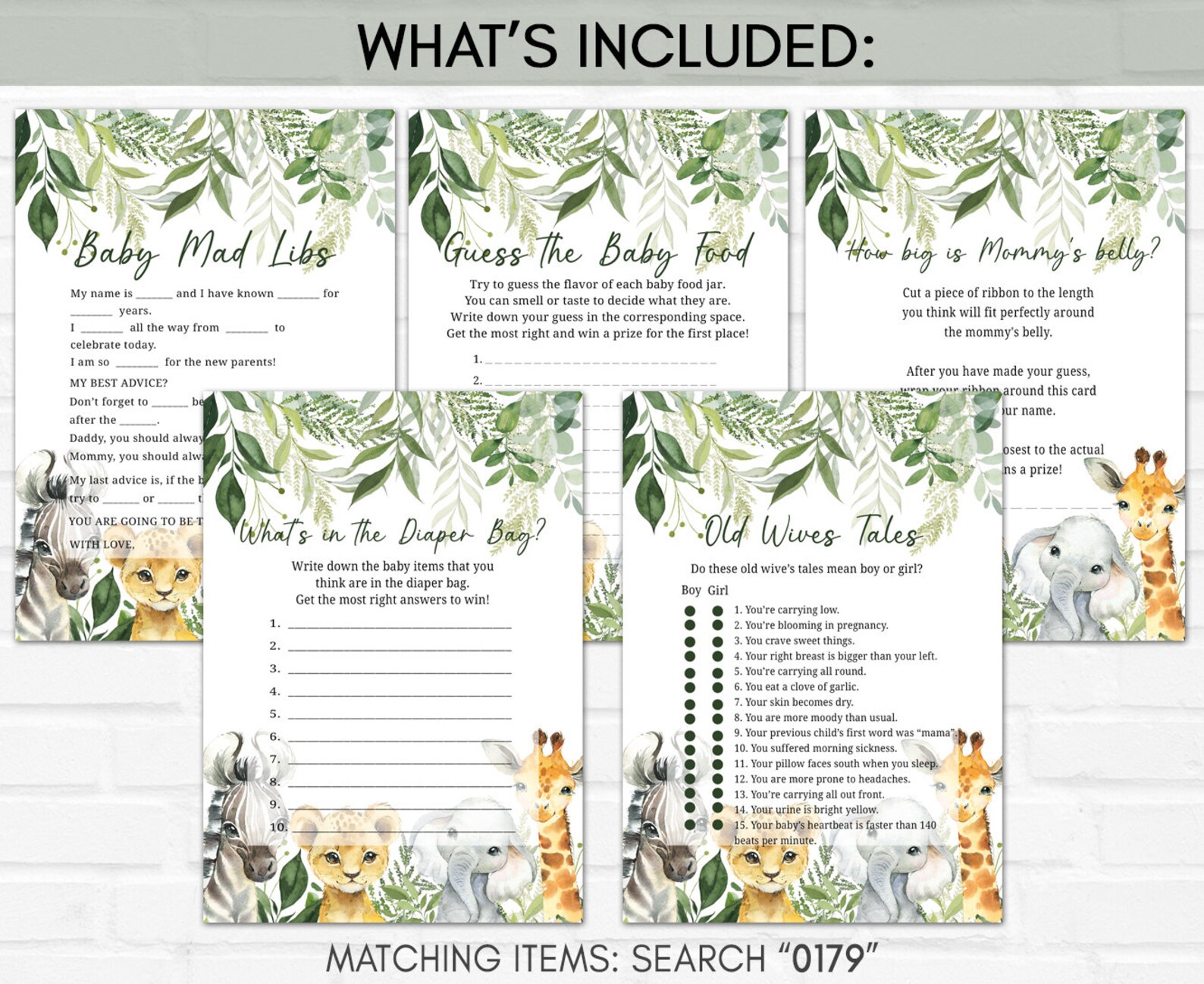 Jungle Baby Shower Game Bundle Safari Animals Baby Shower - Etsy