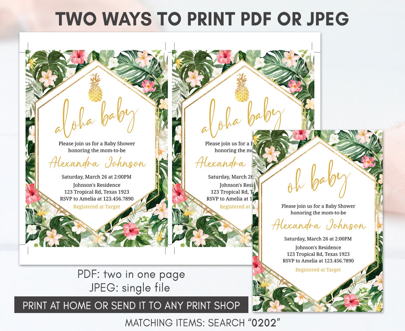 Editable Tropical Pineapple Baby Shower Invitation Set - Etsy