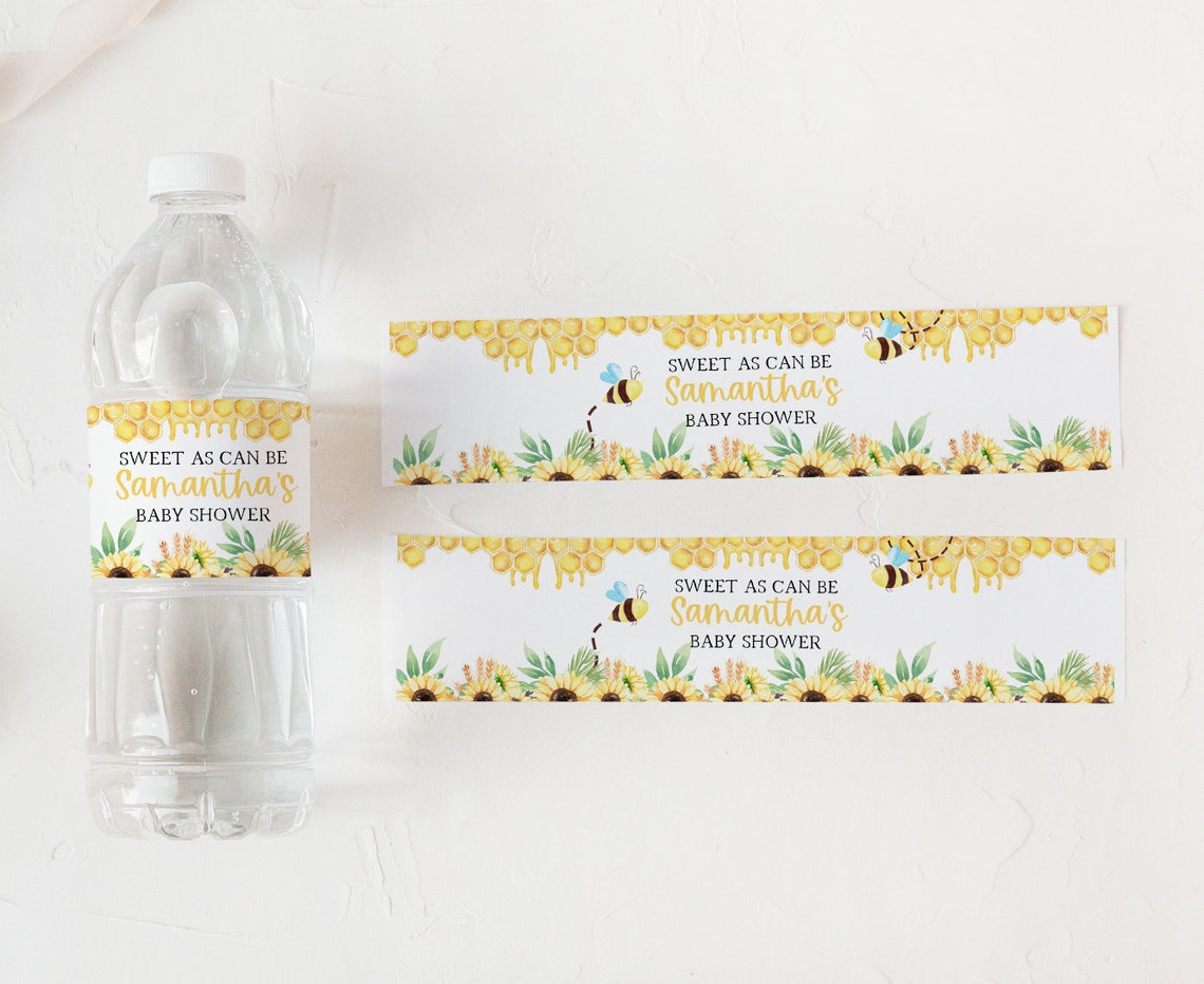 Editable Bee Water Bottle Label Baby Shower Honey Bee Baby - Etsy