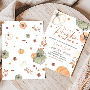 Editable Rustic Little Pumpkin Baby Shower Invitation Bundle, Pumpkin ...