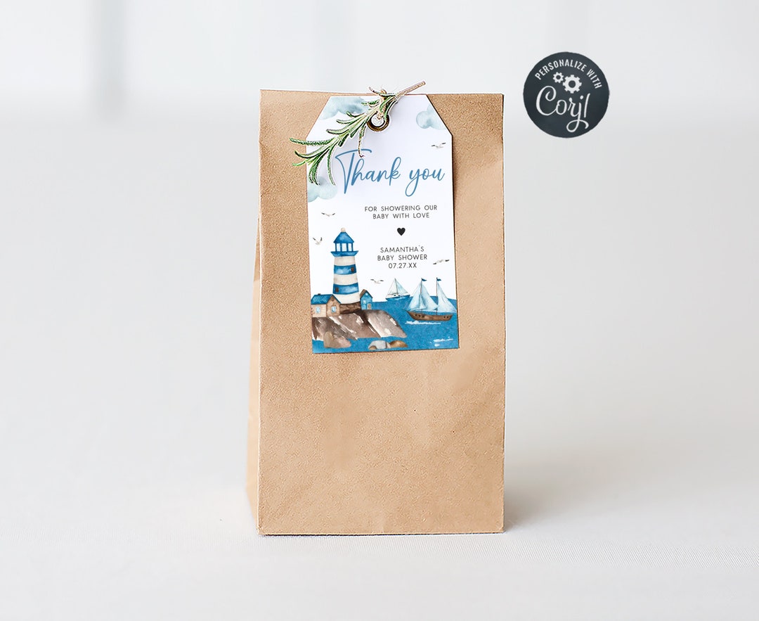 Editable Ahoy It's A Boy Baby Shower Favor Tag, Nautical Baby Shower ...