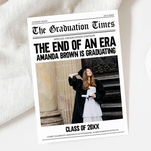 Editable the End of an Era Graduation Newspaper Invitation, Modern Grad ...