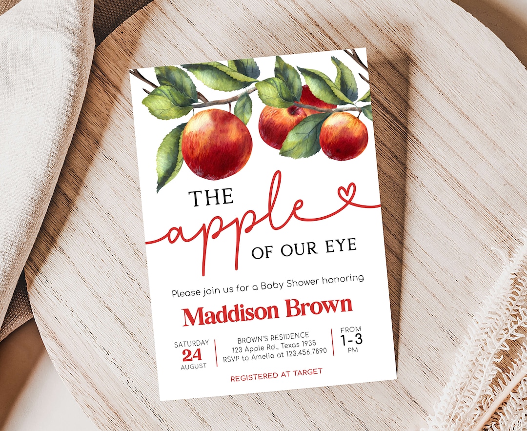 Editable Apple Fall Baby Shower Invitation, Apple of Our Eye Baby ...