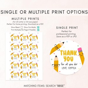 Editable Teacher Gift Tag, Pencil Teacher Appreciation Tags, Thank You ...