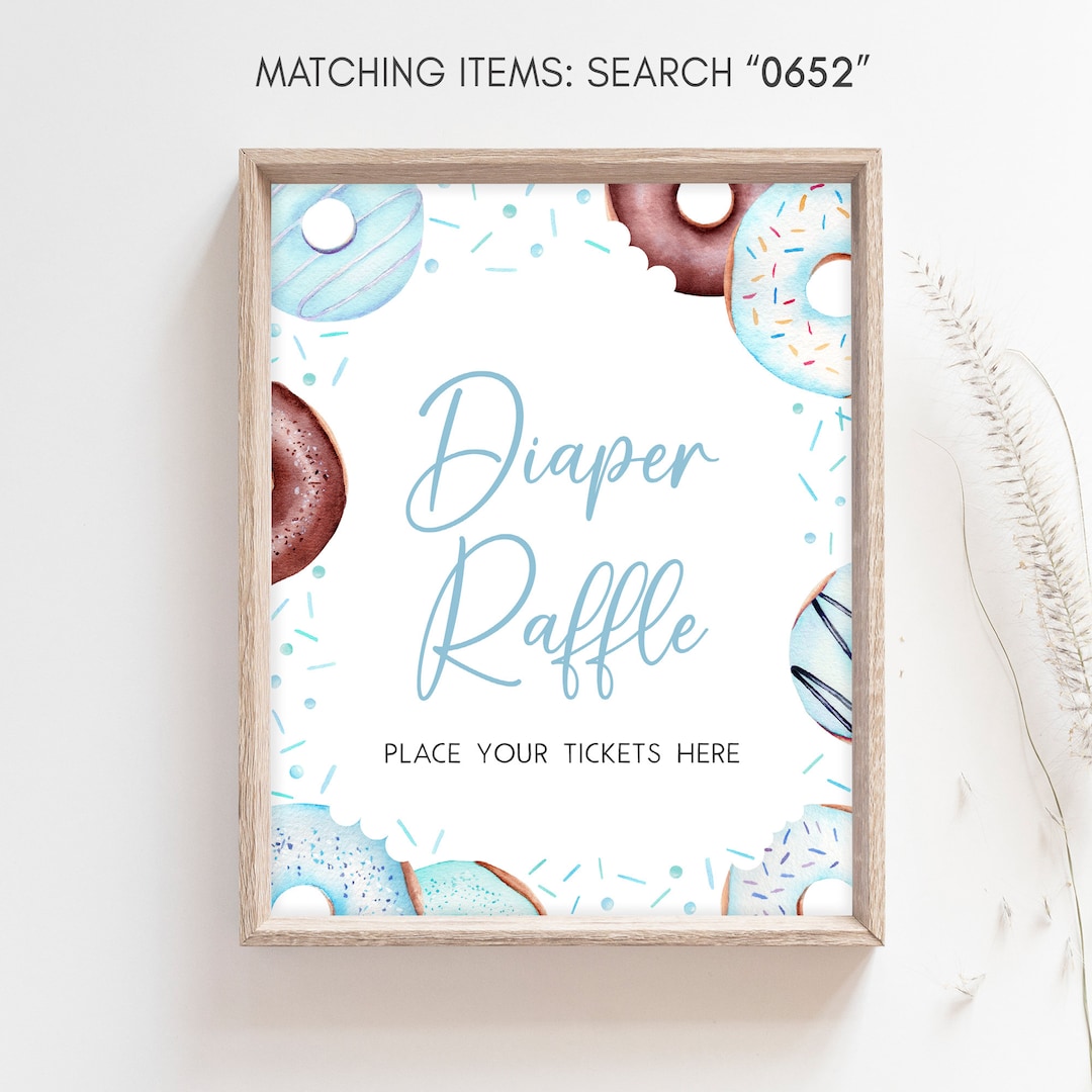 Diaper Raffle Sign Blue Donuts and Diapers Baby Shower, Boy Donuts Baby ...