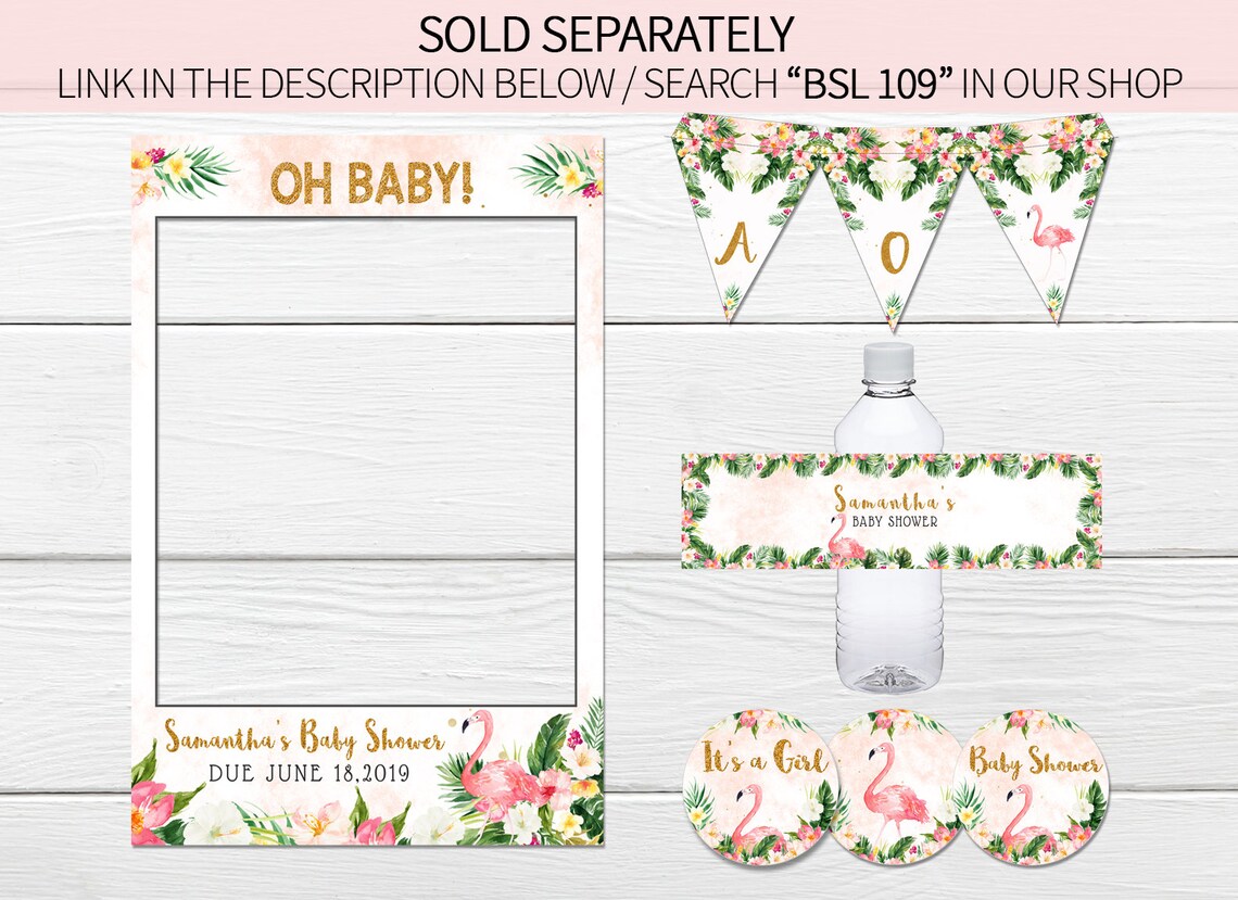 Flamingo Baby Shower Favors Sign Pink Gold Flamingo Baby | Etsy