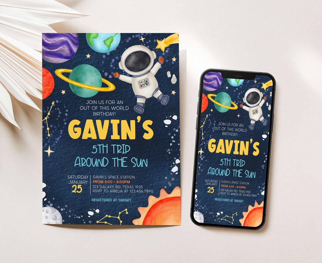 Editable Outer Space Birthday Invitation, Astronaut Birthday Party ...
