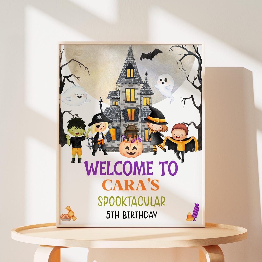 Editable Spooktacular Party Welcome Sign, Halloween Birthday Welcome ...