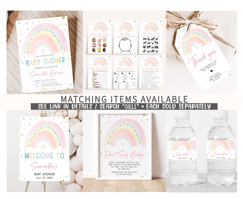 Editable Rainbow Baby Shower Due Date Calendar, Boho Rainbow Baby ...