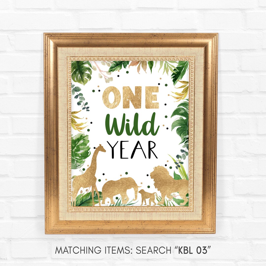 Safari Birthday One Wild Year Sign, Jungle Birthday Safari Animals ...