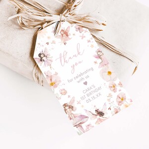 Editable Fairy Birthday Party Favor Tags, Fairy First Birthday Thank ...