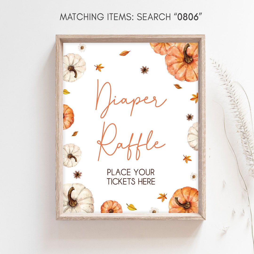 Diaper Raffle Sign Little Pumpkin Baby Shower, Autumn Fall Baby Shower ...