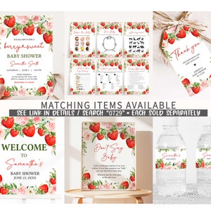 Strawberry Baby Shower Drink Signs, Berry Sweet Baby Shower Drinks ...
