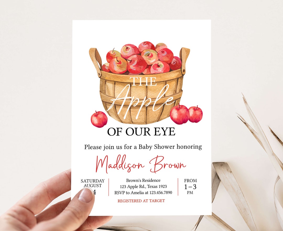 Editable Fall Baby Shower Invitation, Apple Baby Shower Invite, Apple ...